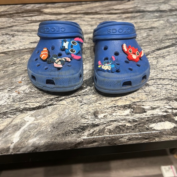 CROCS | Shoes | Crocs Kids Blue Clogs With Cartoon Charms | Poshmark